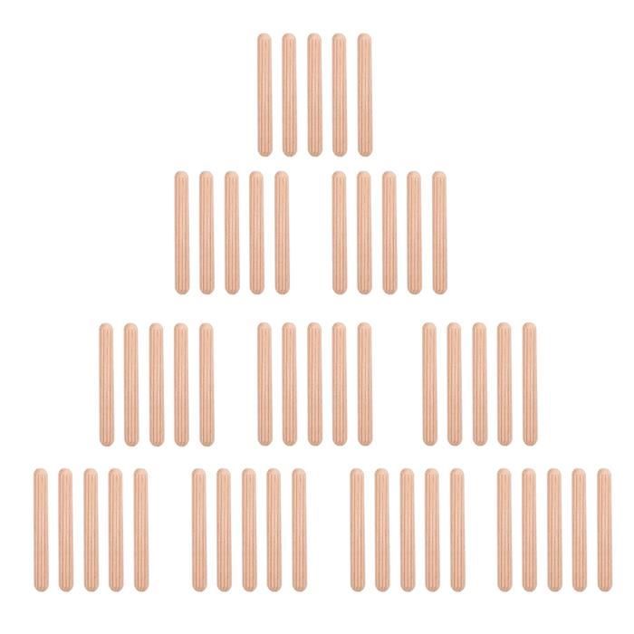 Goujons En Bois 50Pcs Tiroir De Meuble Rond Cannelé En Bois Artisanat ...