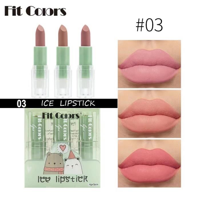 3 couleurs Ensemble de trois rouges à lèvres Ice Cube Matte Matte Easy ...