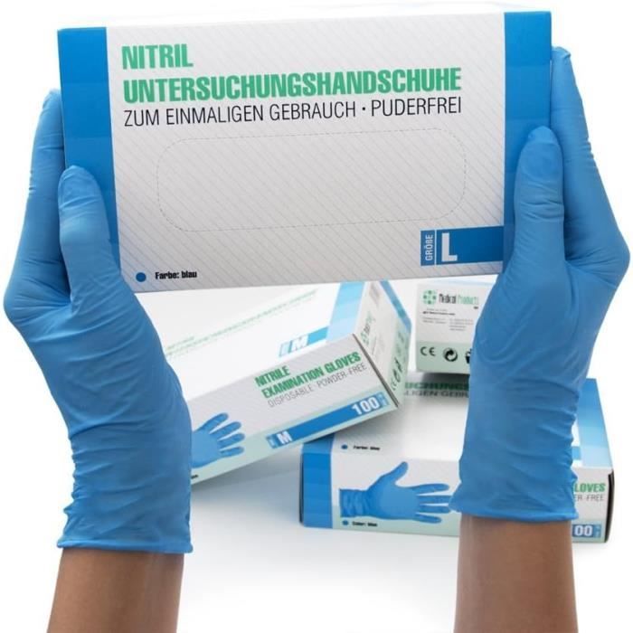 Sf Medical Products Gmbh Gants En Nitrile Boîte De 100 Pièces (L, Bleus ...