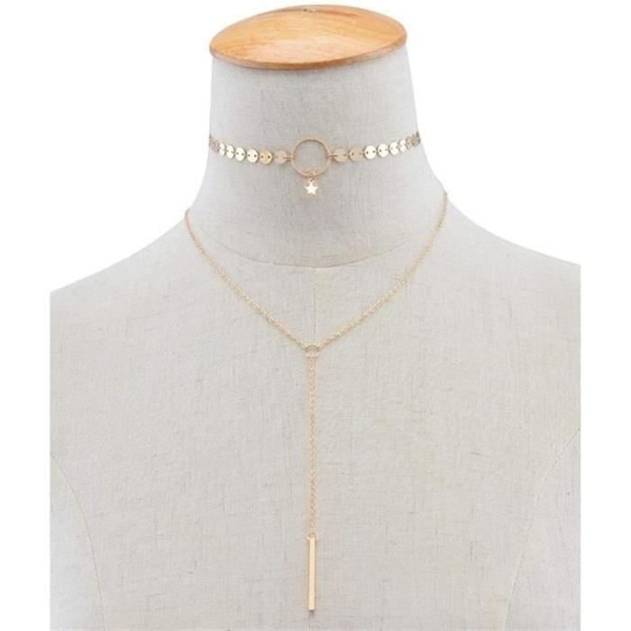 Paillettes Collier Simple lame plate Serpent Collier Punk Sautoirs ...