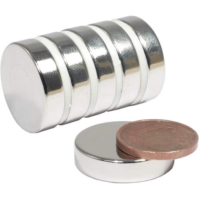 Aimant néodyme N52 - Disque magnétique ultra plat - Diamètre 20 mm ...