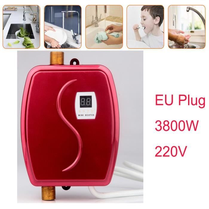 Mini Chauffe-eau Instantané électrique Chauffage Rapide EU Plug 3800W 220V pour Cuisine Salle de ...