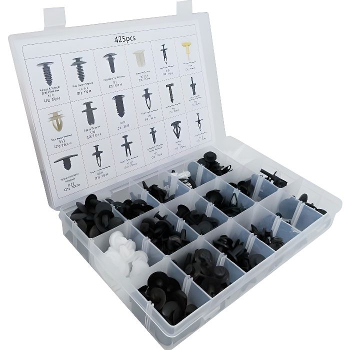Kit de fixations en plastique Auto Clips 425 pcs - Cdiscount Auto
