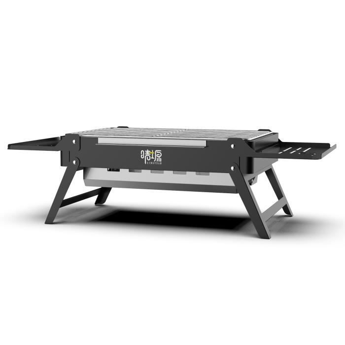 Noir Mini réchaud portable pliable avec poignées, gril de camping ...