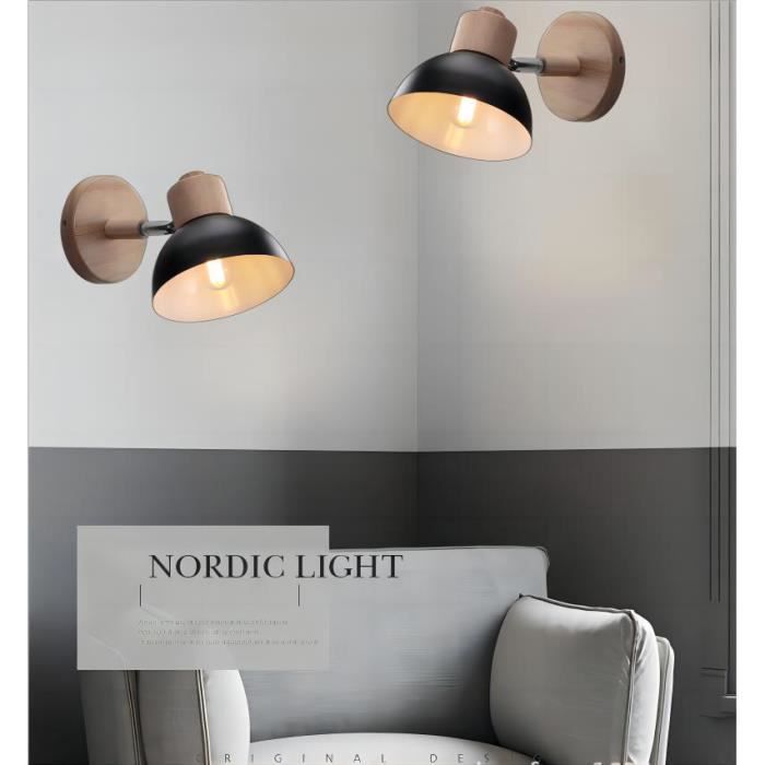 Fusion Applique murale en bois 2pcs Ø15cm, noir clair mat + base en ...