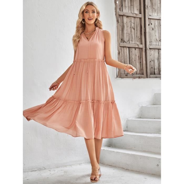 ROBE 2023 nouvelle robe Casual V - neck sans manches rafraîchissant été ...