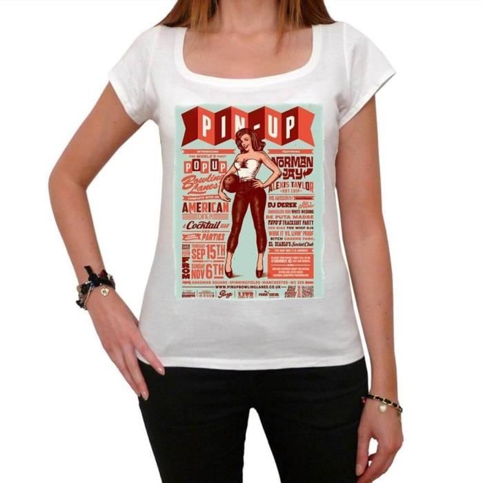T-Shirt Femme - ULTRABASIC - Pin-Up - 100% Coton - Manches Courtes ...