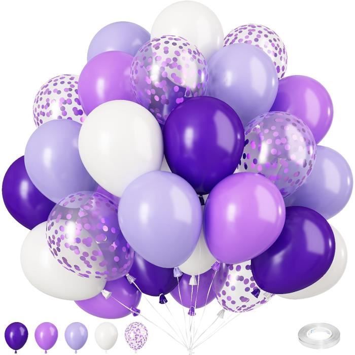 Ballons Violet Blanc, Violet Foncé Violet Blanc Hélium Ballon De Fête ...