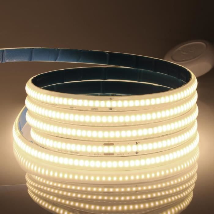 220V Cob Bande Led Blanc Chaud 3000K Ip67 Etanche Ruban Led Adhesif,288Leds-M Lumière Cri 93 ...
