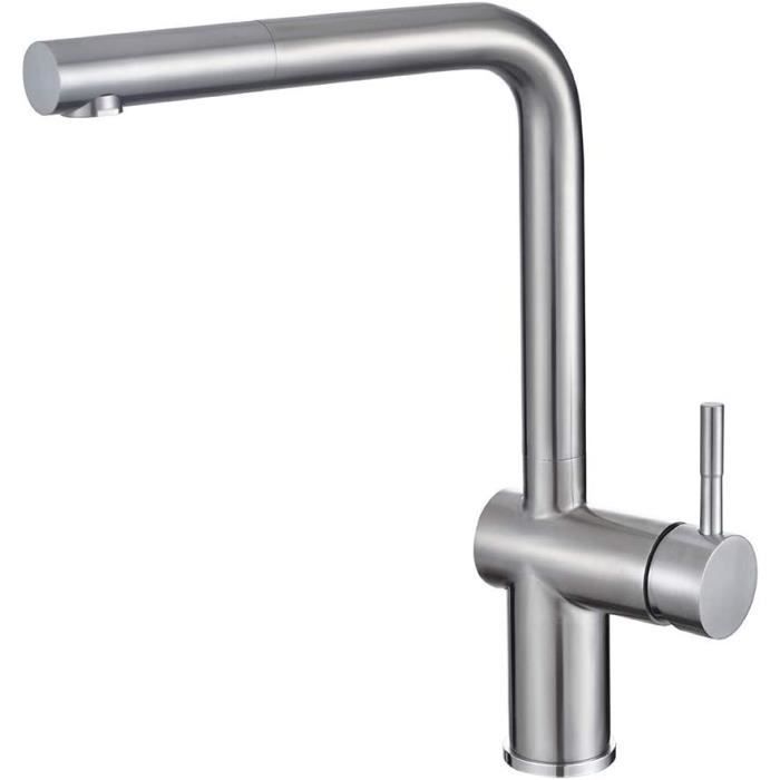 Robinet De Cuisine Monocommande Universel En Acier Inoxydable Avec Bec ...