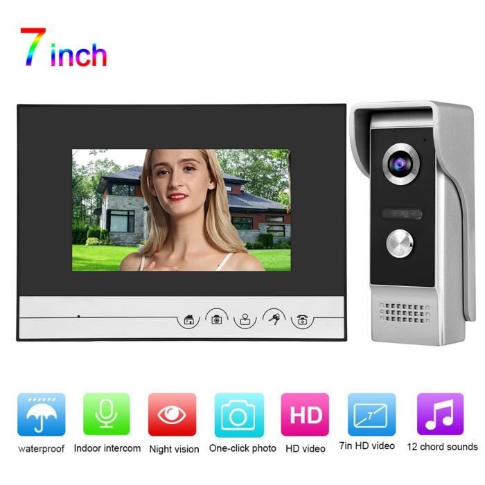 Sonnette vidéo - VBESTLIFE - V70RM-M4 - Écran TFT 7 pouces - Vision ...