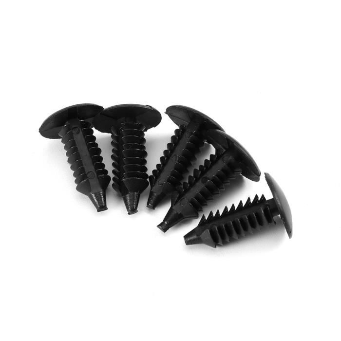 Universel 100 Pcs Noir Nylon Rivet Fixation Pare-chocs Retenue Clips En ...