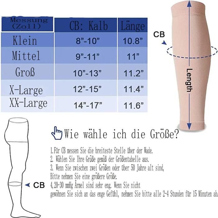 Bas de contention, classe 2 (20-30 mmHg), pour hommes et femmes, pour les varices, respirants ...