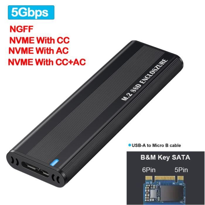 NVME avec CA--10gbps m2 châssis SSD nvme SATA Dual Protocol m.2 vers ...