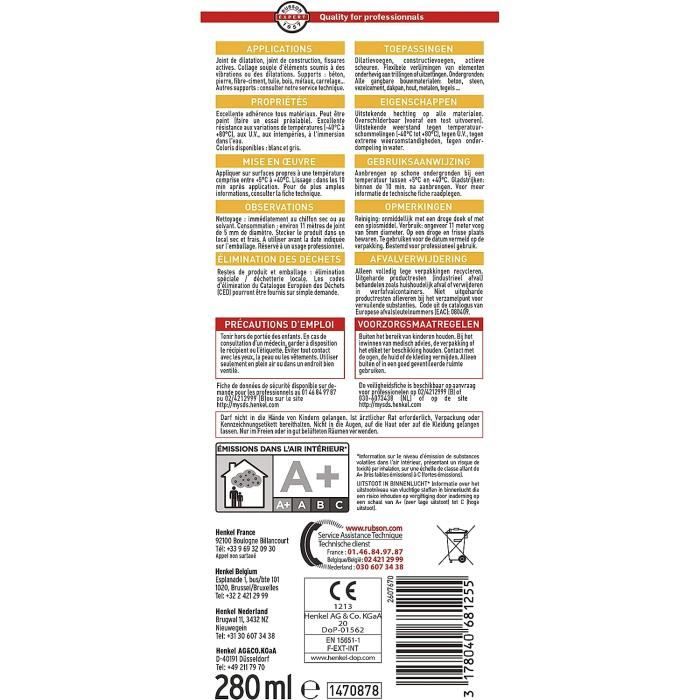 Mastic Silicone - Pu Polymère Universel Joints Collages Coloris Blanc ...
