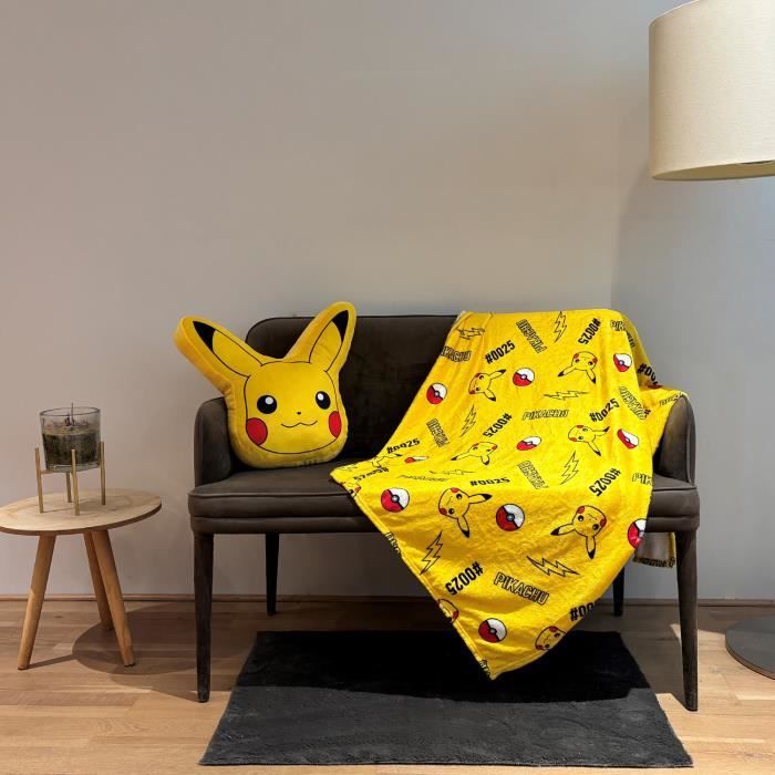 POKEMON - Plaid Pikachu avec Coussin 2 en 1 Pokémon - Plaid Doux et ...