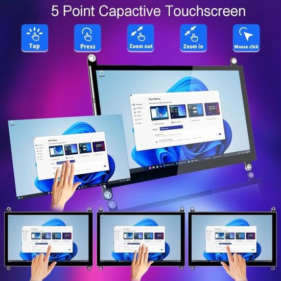 7 Pouces Raspberry Pi Écran Tactile Petit Écran Hdmi 1024X600 W-Deux Haut - Parleurs Ips Écran ...