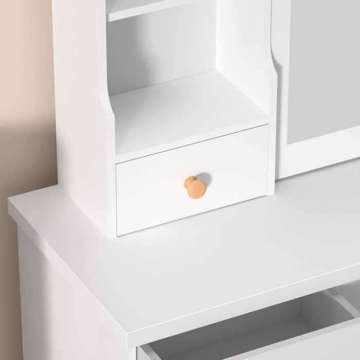 Coiffeuse avec tabouret moderne - Fianao - LED éclairage réglable - 80 ...