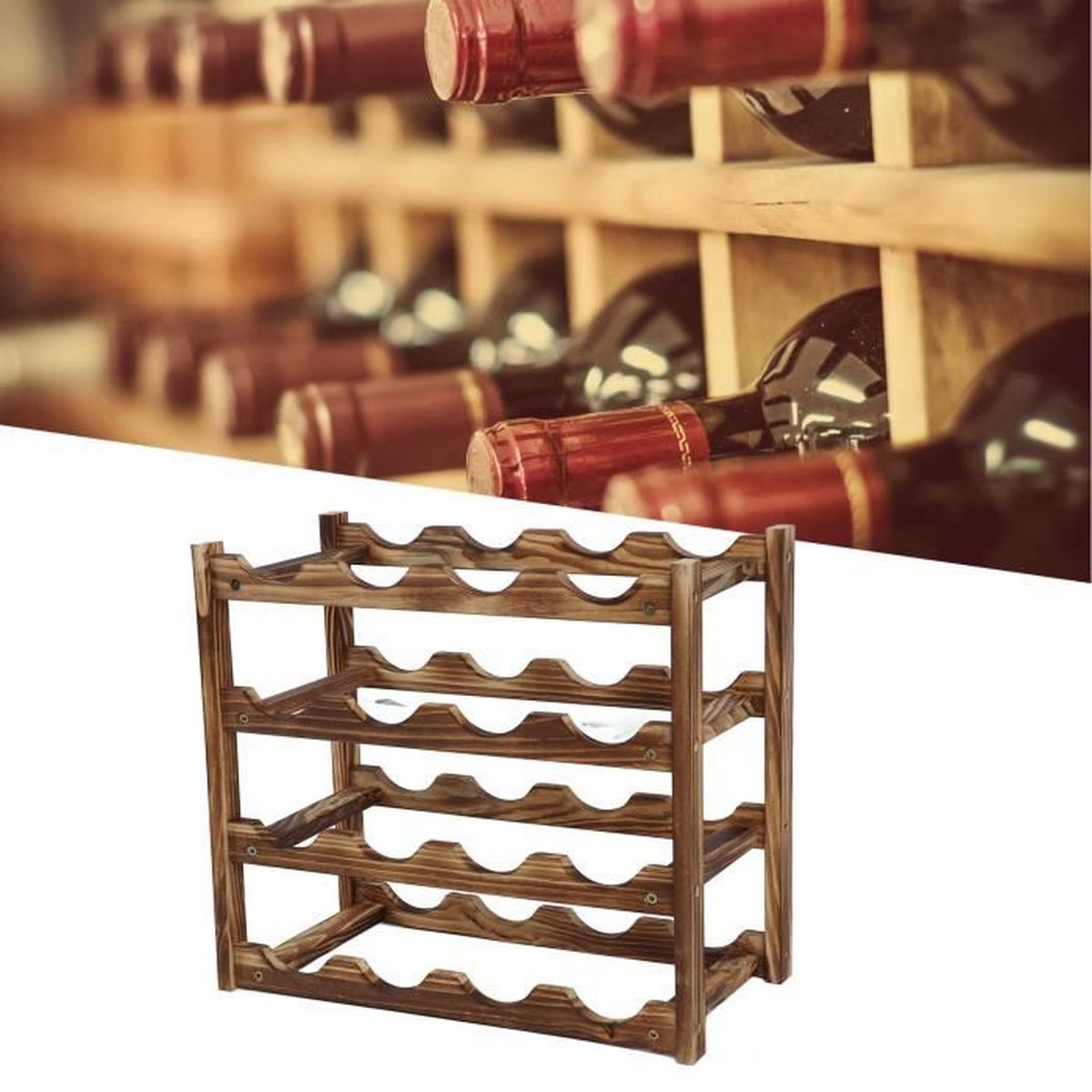 ROM Rack À Vin En Bois De Pin, Étagère De Stockage De Bouteilles De Vin ...