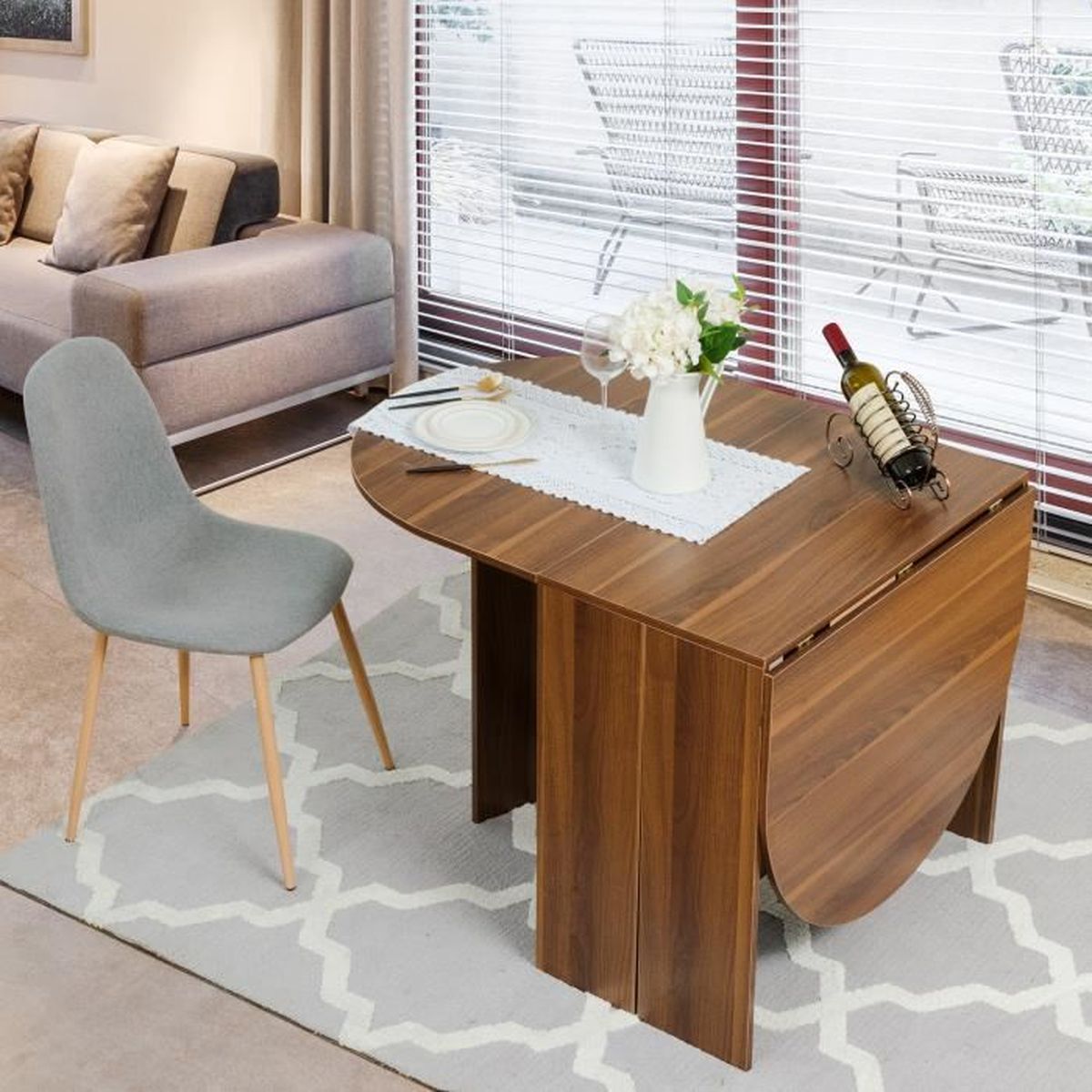 GIANTEX Table de Salle à Manger Pliable en Bois,Table de Cuisine ...