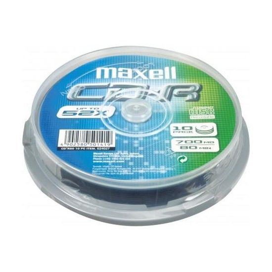 CD-R 80' 52X Maxell - Spindle 10 - Capacité 700 Mo - Pack de 10 ...