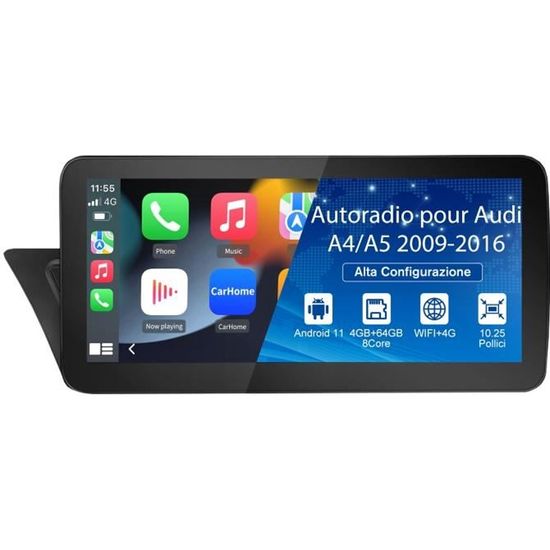 AWESAFE Autoradio Android 11【4Go+64Go】pour Audi A4 A5 avec 10.25 Pouces,Carplay/Android Auto ...