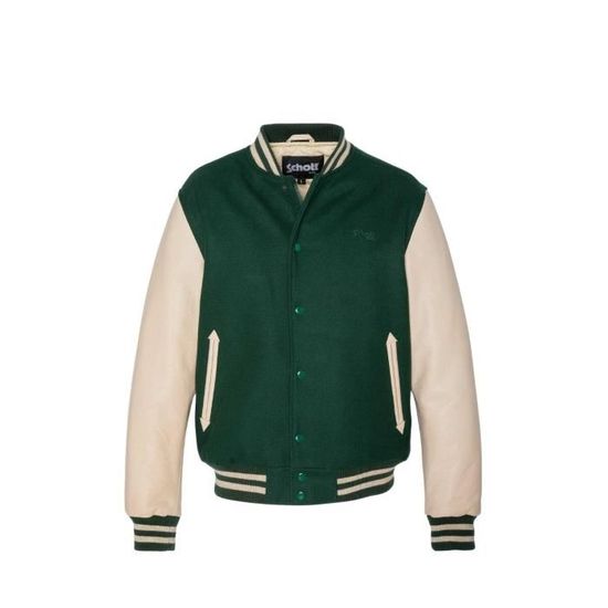 Blouson Teddy homme Schott Ref 58648 Vert/Beige Vert - Cdiscount Prêt-à ...