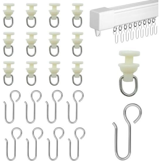 Lot de 100 crochets à rideaux pour rail, crochets de rideau pour tous ...