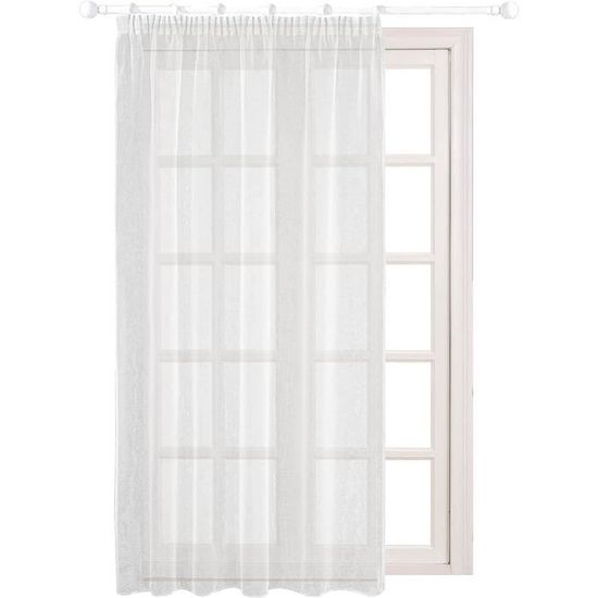 Topfinel Rideau Voilage Blanc 228x228 cm Galon Fronceur Rideaux Lin ...