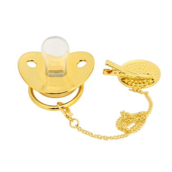 ZERONE Pacifier Baby in Gold with Clip - Alphabet 26 Letters ...