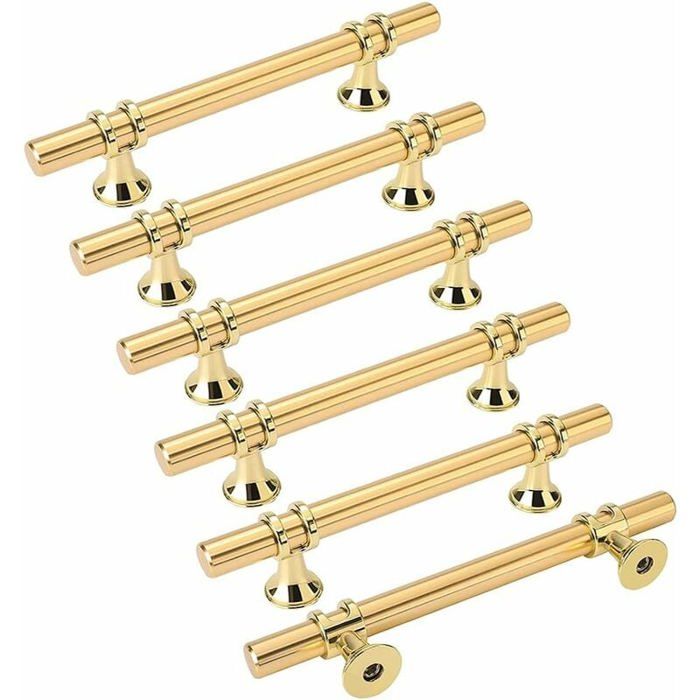 Lot de 6 poignes de meuble dores en alliage de zinc entraxe 128 mm pour ...