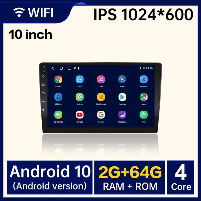 10-2g-64g-wifi - Autoradio Android 9.0, Carplay, 9-10 ", Gps, Wifi, Lecteur Multimédia Vidéo, 2 ...