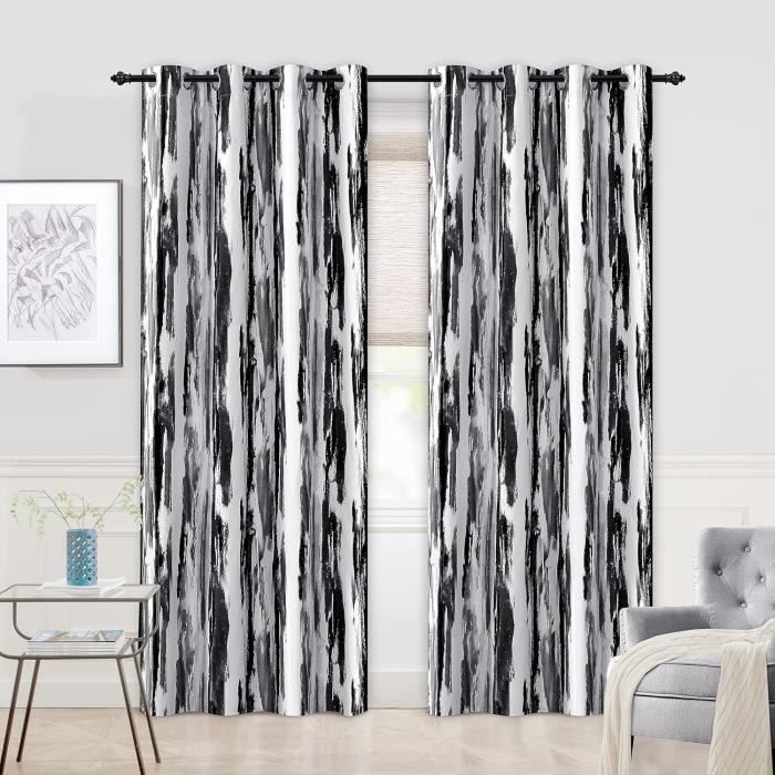 Rideaux Peinture Pinceau Aquarelle Encre Motif Rayures Économie D ...