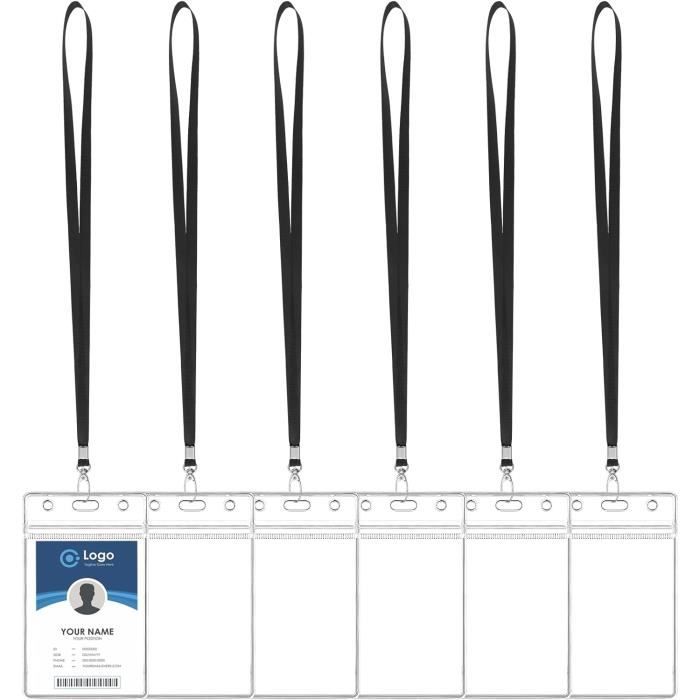 Lot de 6 cordons tour de cou avec porte-carte d'identité protection ...