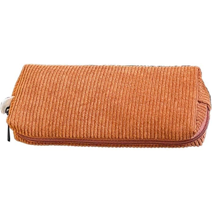 Trousse de maquillage - Vintage - Velours côtelé - Marron - Zippée ...