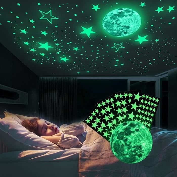 Autocollants Lumineux,Stickers Muraux Stickers Lumineux Étoiles Et Lune ...