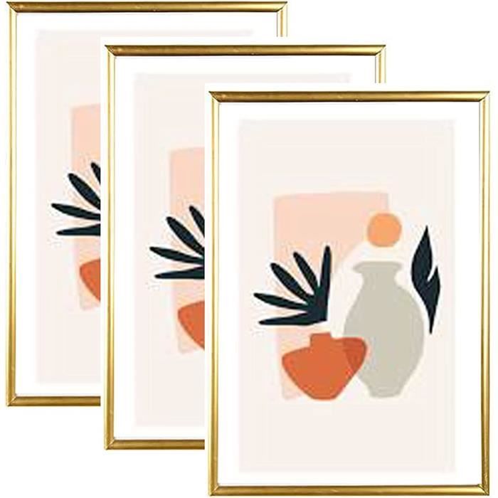 Cadre photo Gold en résine format 15x21 cm - lot de 3 - vitre en Plexi ...