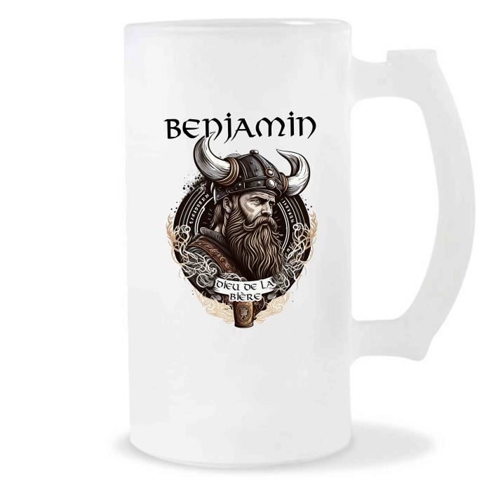 Chope de Bière Benjamin Design Viking | Verre à bière pinte Cadeau Apéro Humour alcool pour ...