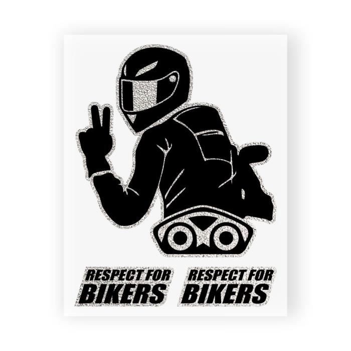 Sticker - Respect For Biker - 10 x 12 cm - Haute qualité - Résistant ...