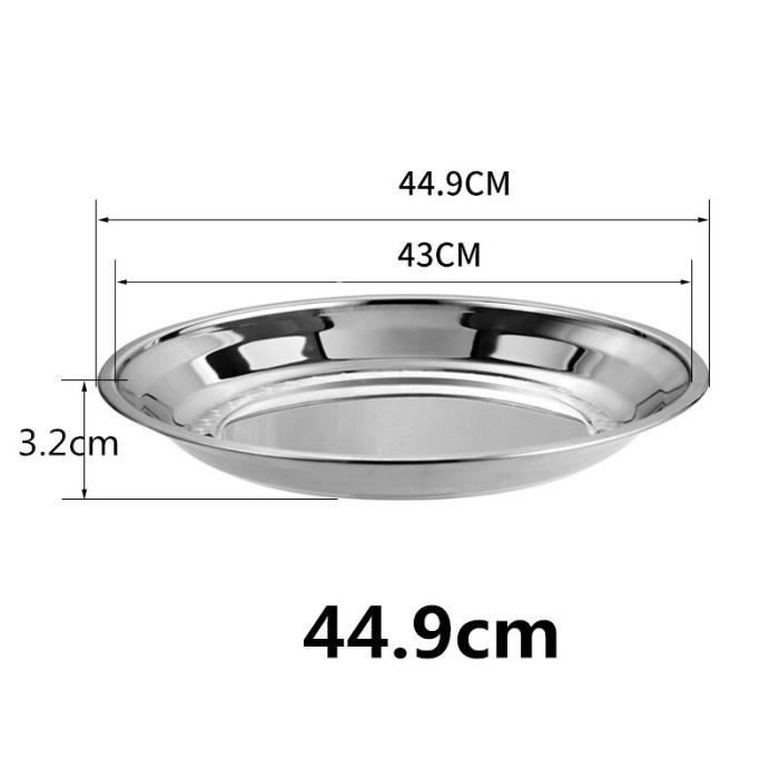 Plats et assiettes,Plateau plat épais en acier inoxydable,plateau rond ...