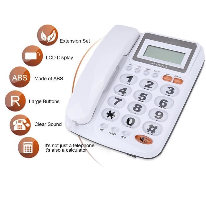 Cuque Téléphone filaire avec répondeur Téléphone fixe filaire de bureau avec affichage d ...