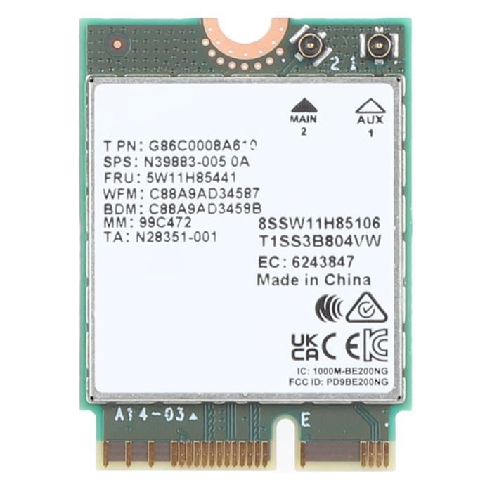 Carte Réseau WiFi 7 - BE200NGW - 8774 Mbps - MU-MIMO - M.2 - Compatible ...