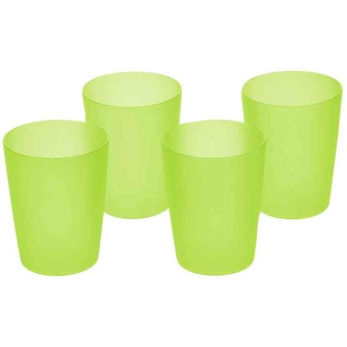 Pack de 4 Verres en plastique EASYHOME 0,25 Litre H220 mm Vert ...