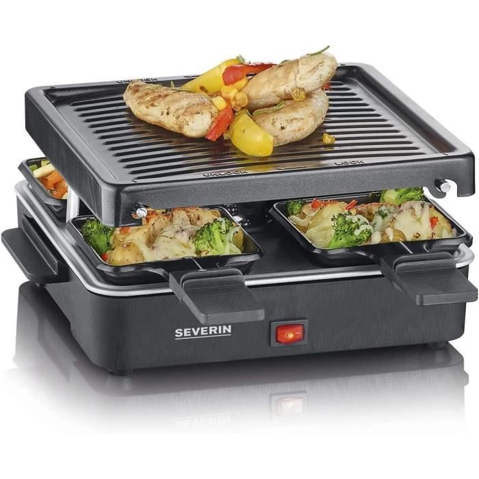 Raclette Gril 4 Pers., Compacte, Plaque Anti-Adhésive 21 X 21 Cm ...
