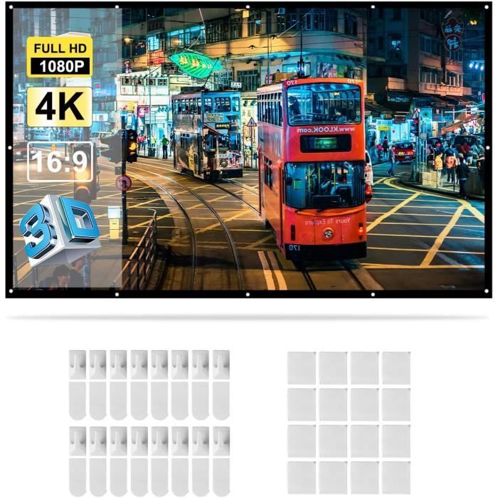 Ehskzjh H150 150 '' Écran De Projection Portable Hd 16: 9 Blanc 150 ...