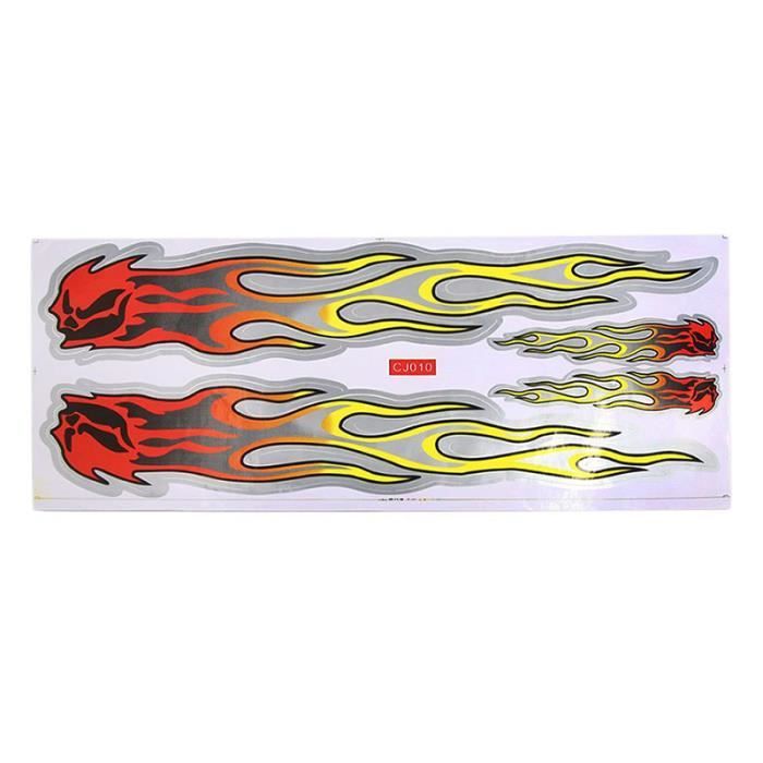 Rouge Jaune Flamme Feu Style Stickers Autocollants couvercle rayures ...