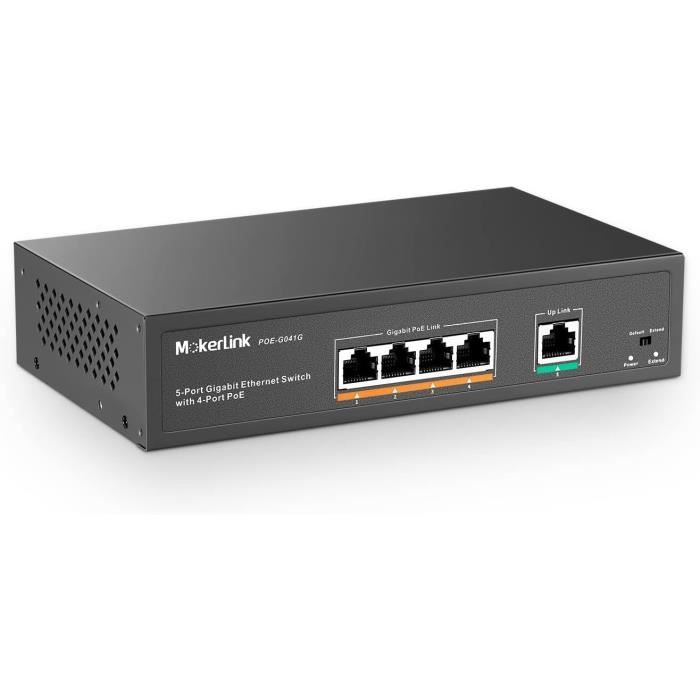 MokerLink 5 Port Gigabit PoE Switch, with 4 Ports PoE+ 1000Mbps, 78W ...