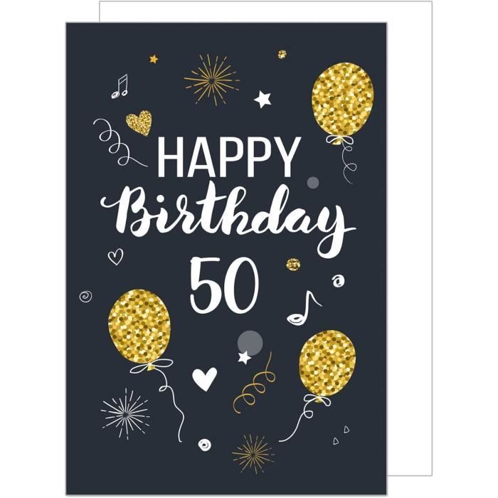 Carte d'anniversaire de qualité supérieure XXL pour 50 anniversaire avec enveloppe. Format A4 ...