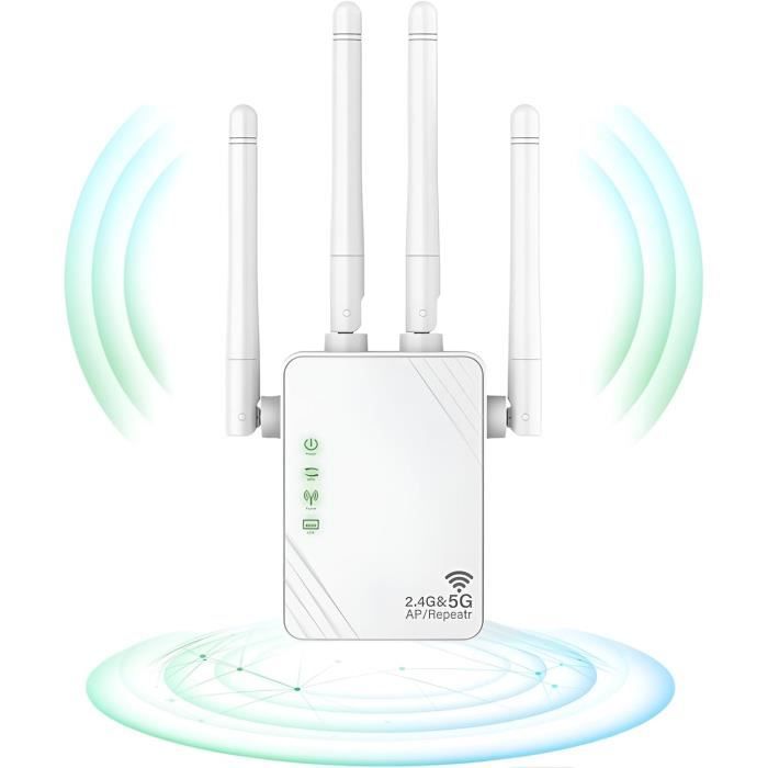 WiFi Extender, Nouveau Répéteur WiFi 2024, Amplificateur WiFi 1200Mps, Booster WiFi bi-Bande ...