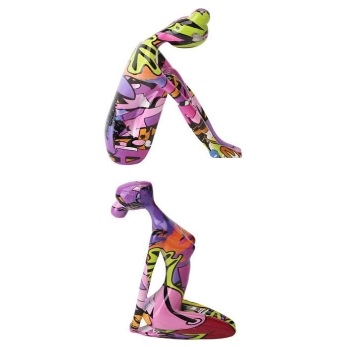 2 Pièces Résine Yoga Pose Figurine Sculpture Ornement Statue Chambre ...